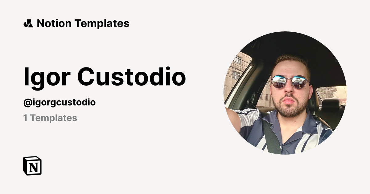 Igor Custodio | Template Creator | Notion Marketplace