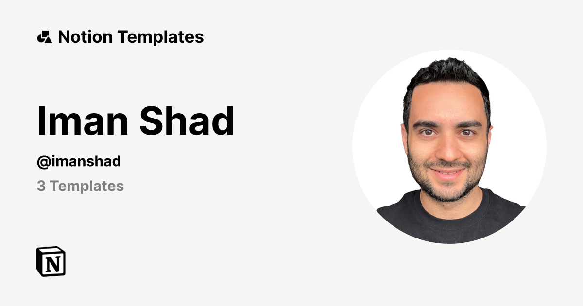 Iman Shad | Template Creator | Notion Marketplace