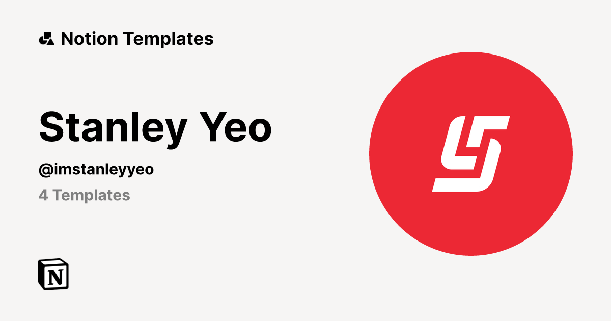 Stanley Yeo | Template Creator | Notion Marketplace