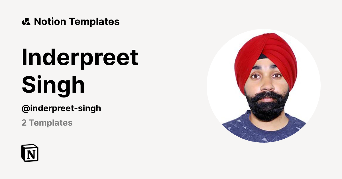 Inderpreet Singh | Template Creator | Notion Marketplace