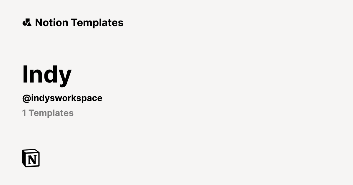 Indy | Template Creator | Notion Marketplace