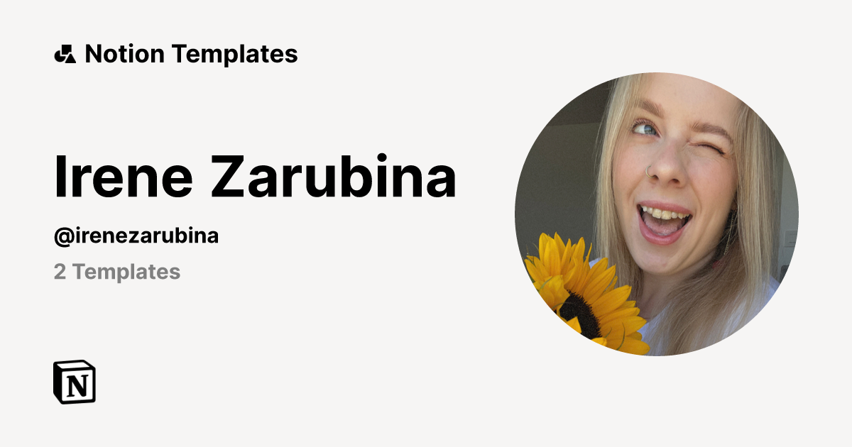 Irene Zarubina | Template Creator | Notion Marketplace