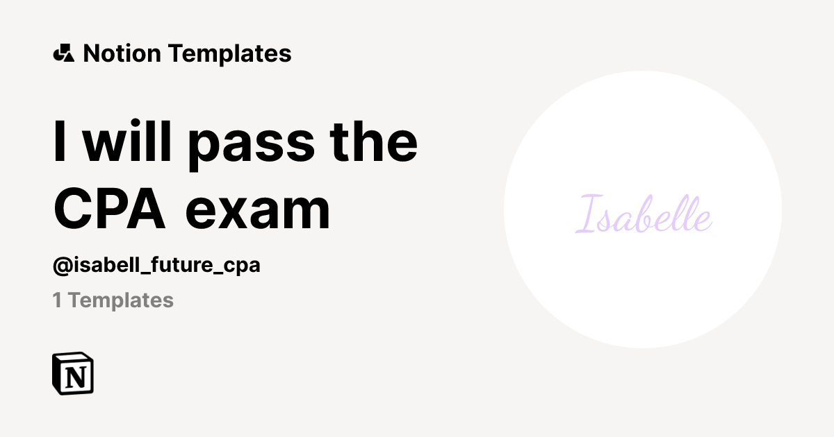 I will pass the CPA exam | Template Creator | Notion Marketplace