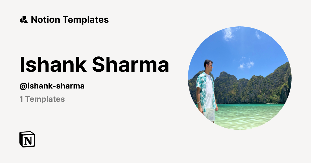 Ishank Sharma | Template Creator | Notion Marketplace