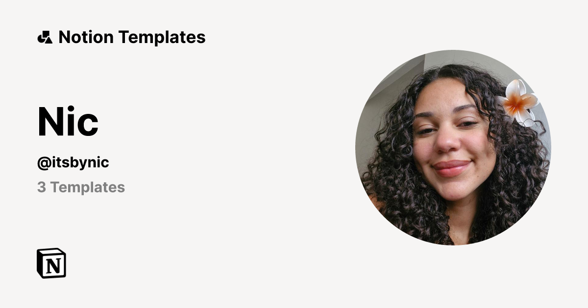 Nic | Template Creator | Notion Marketplace