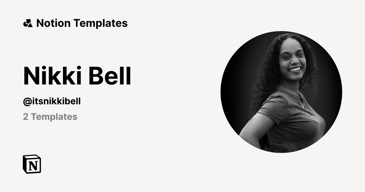 Nikki Bell | Template Creator | Notion Marketplace