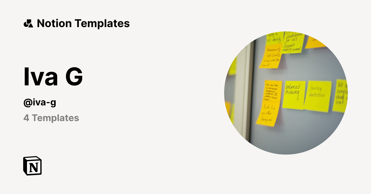 Iva G | Template Creator | Notion Marketplace