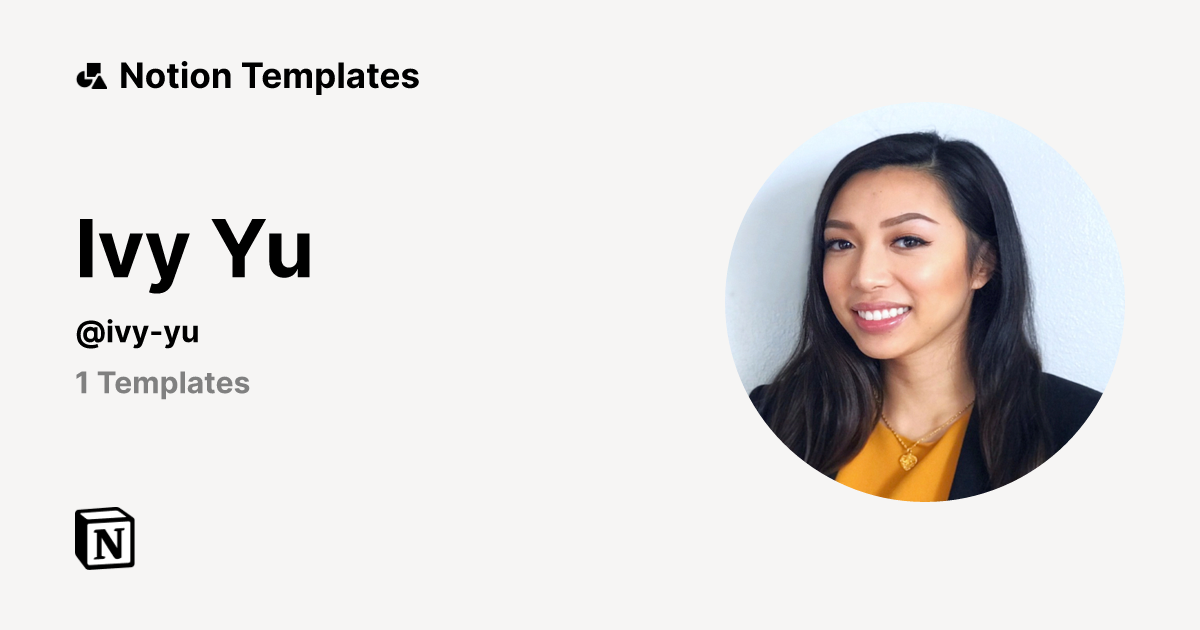 Ivy Yu | Template Creator | Notion Marketplace