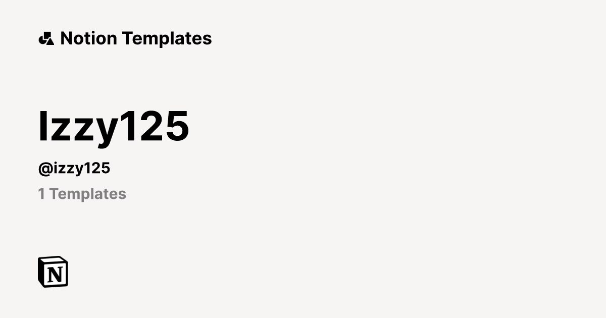 Izzy125 | Template Creator | Notion Marketplace