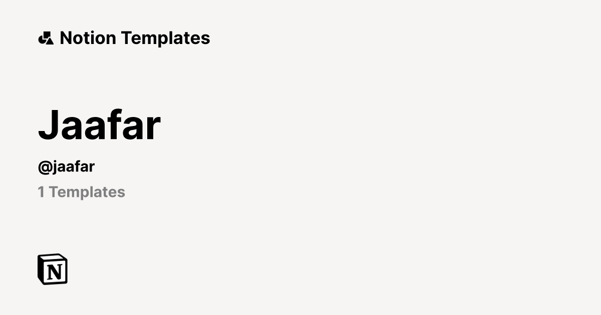 Jaafar | Template Creator | Notion Marketplace