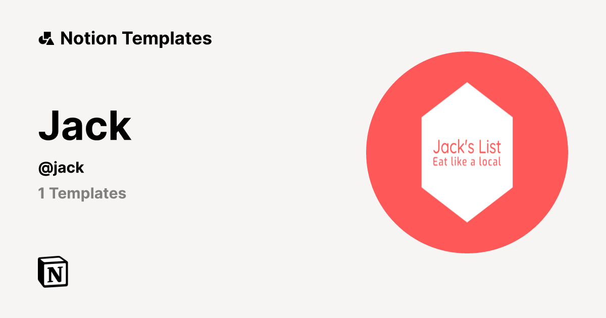 Jack | Template Creator | Notion Marketplace