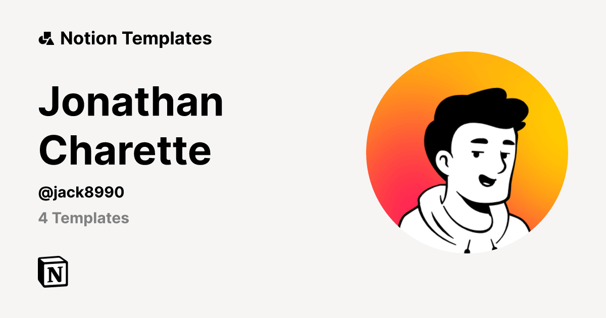 Jonathan Charette | Template Creator | Notion Marketplace