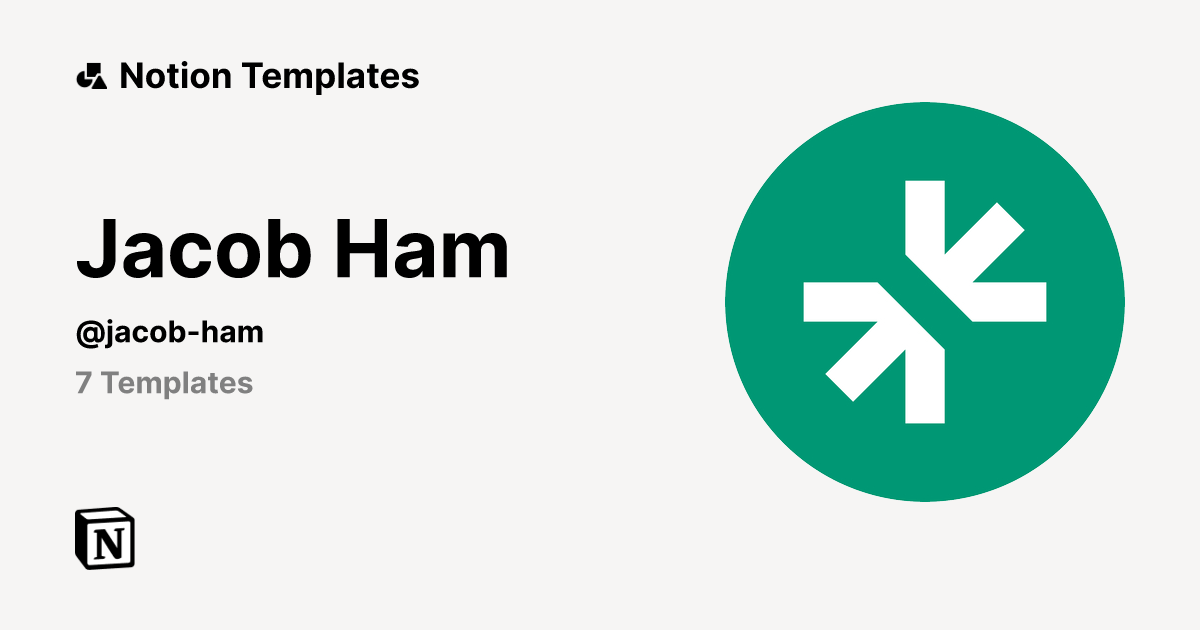 Jacob Ham | Template Creator | Notion Marketplace