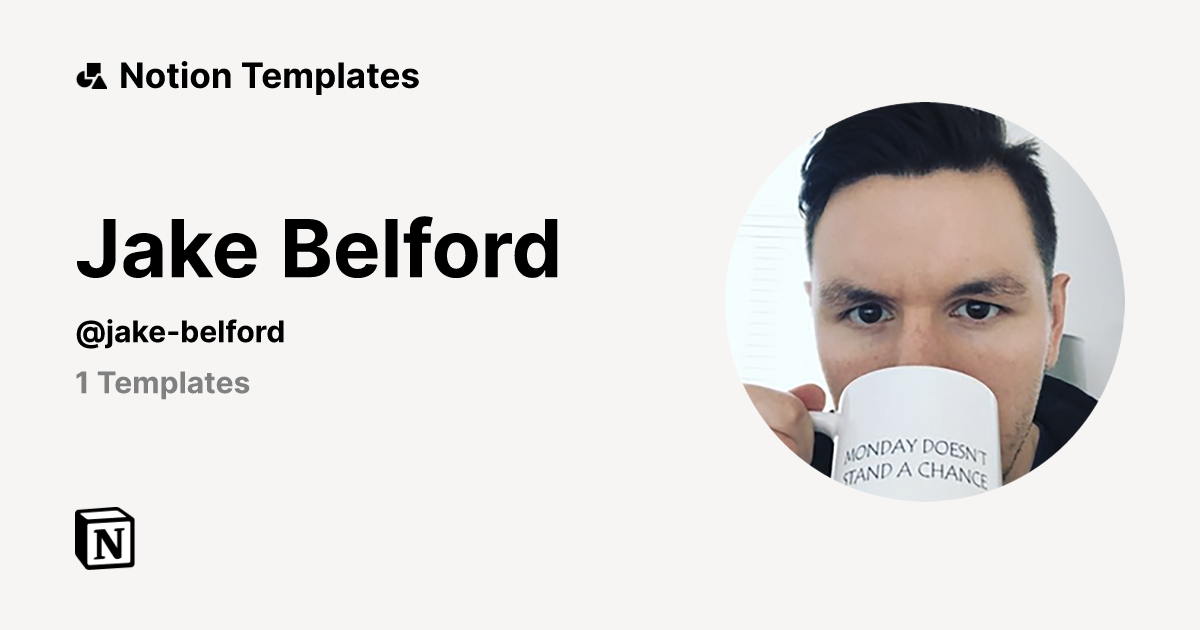 Jake Belford | Template Creator | Notion Marketplace
