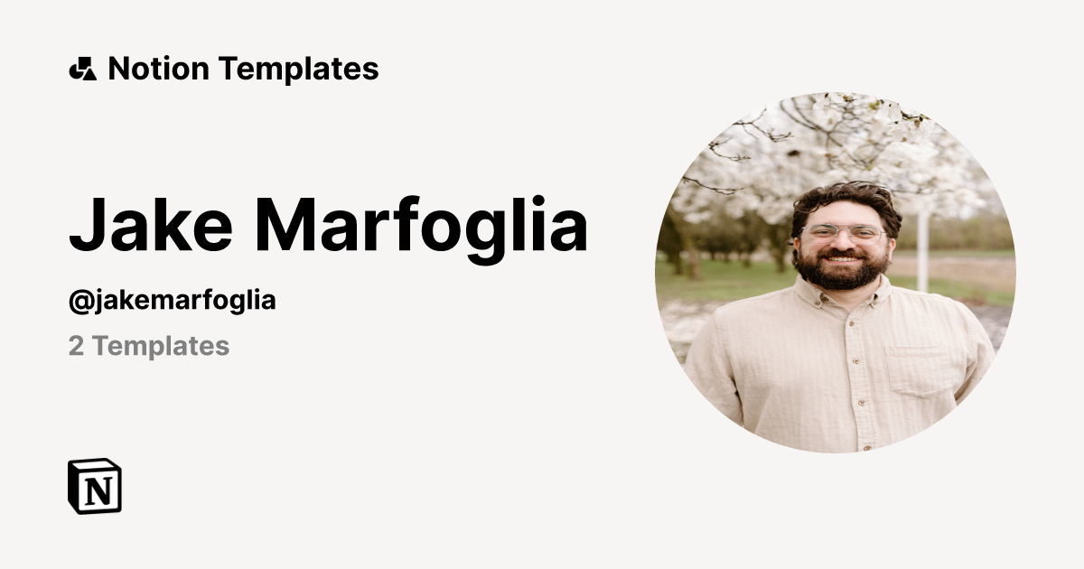 Jake Marfoglia | Template Creator | Notion Marketplace