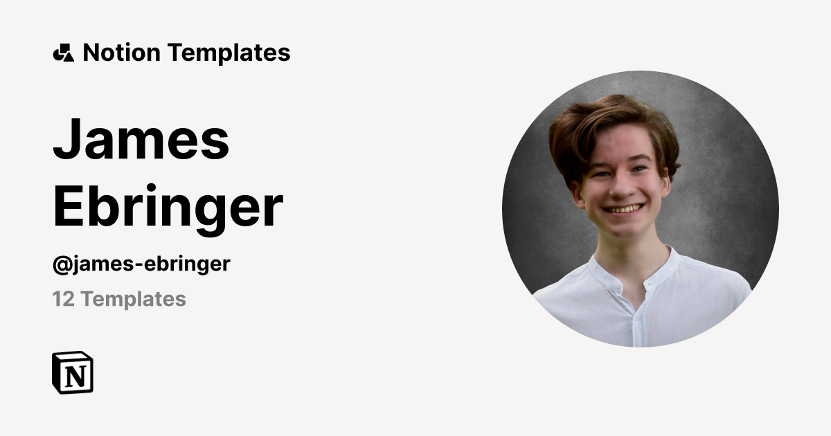 James Ebringer | Template Creator | Notion Marketplace