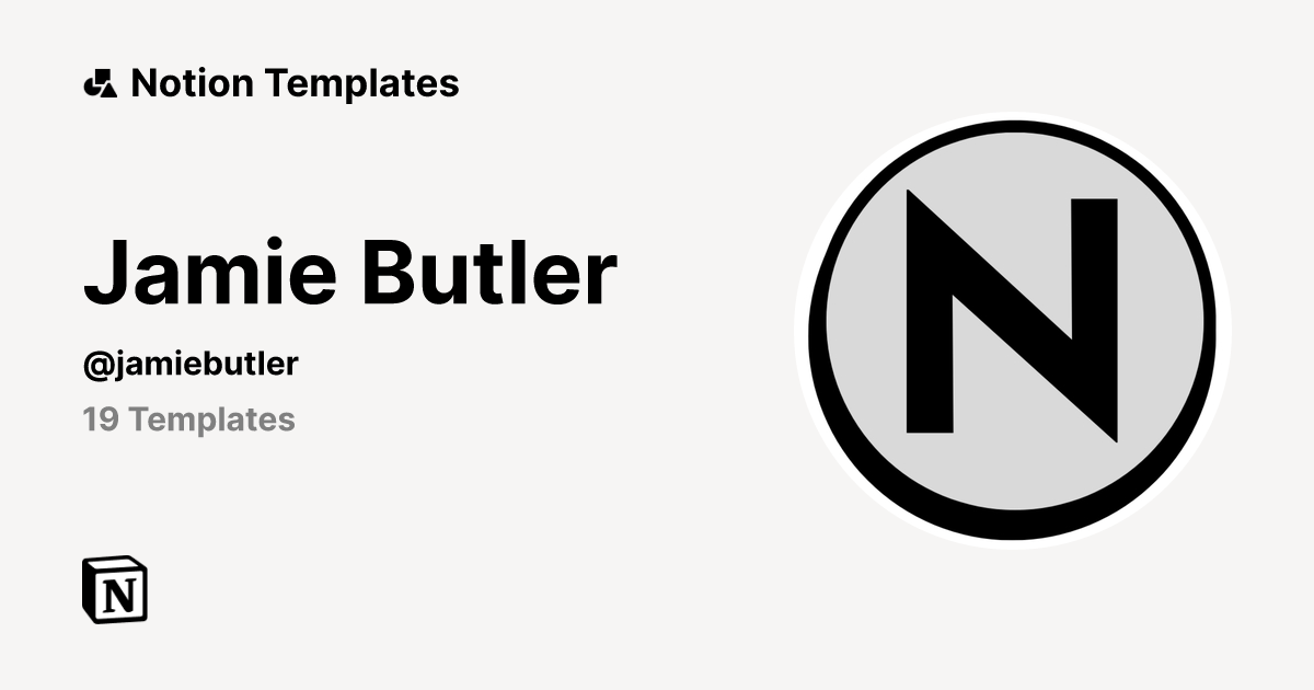 Jamie Butler | Template Creator | Notion Marketplace