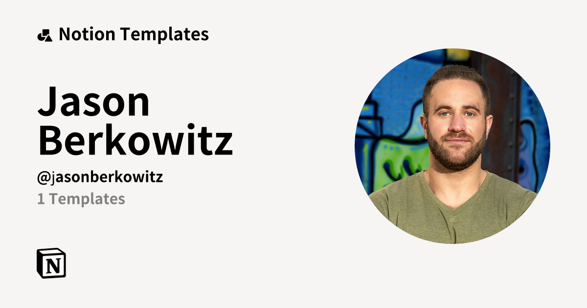Jason Berkowitz | Template Creator | Notion Marketplace