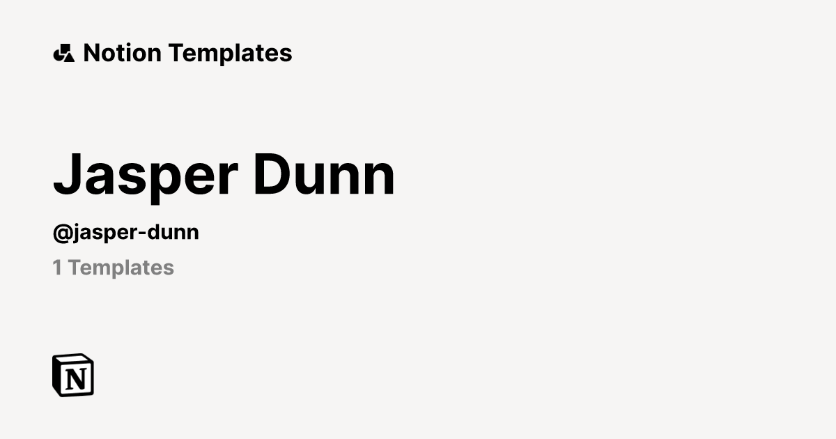 Jasper Dunn | Template Creator | Notion Marketplace