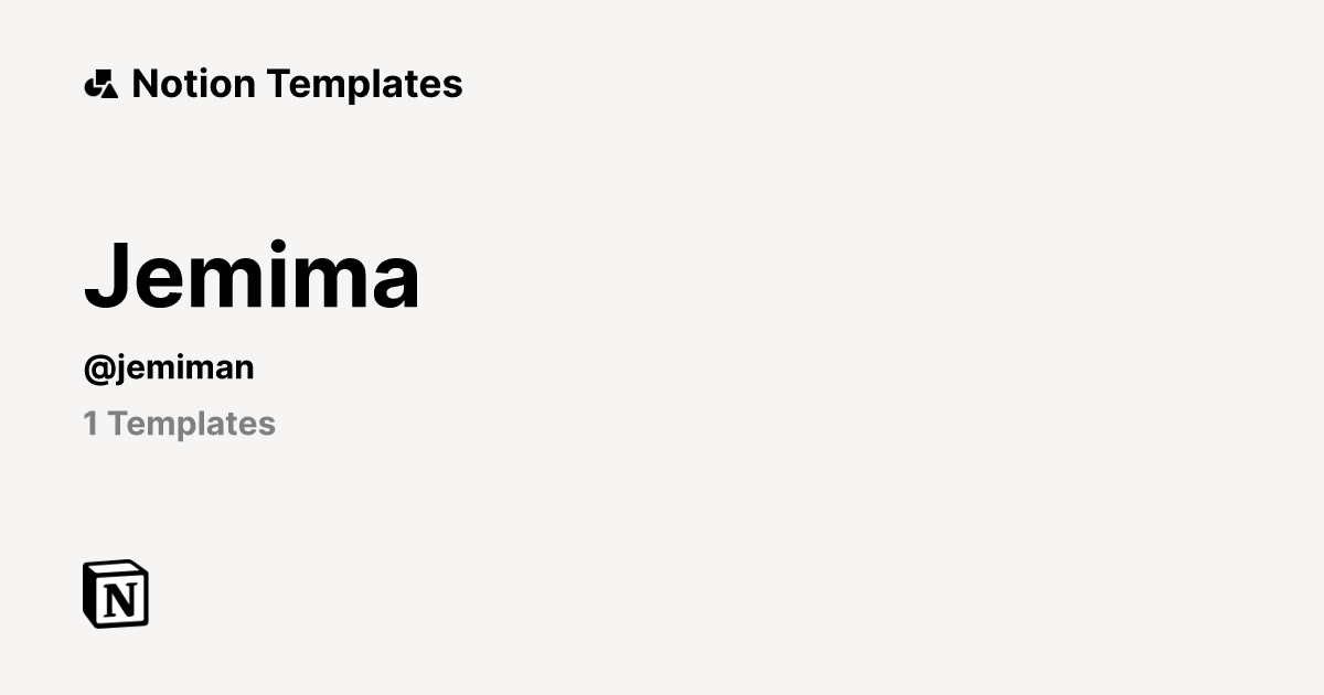 Jemima | Template Creator | Notion Marketplace