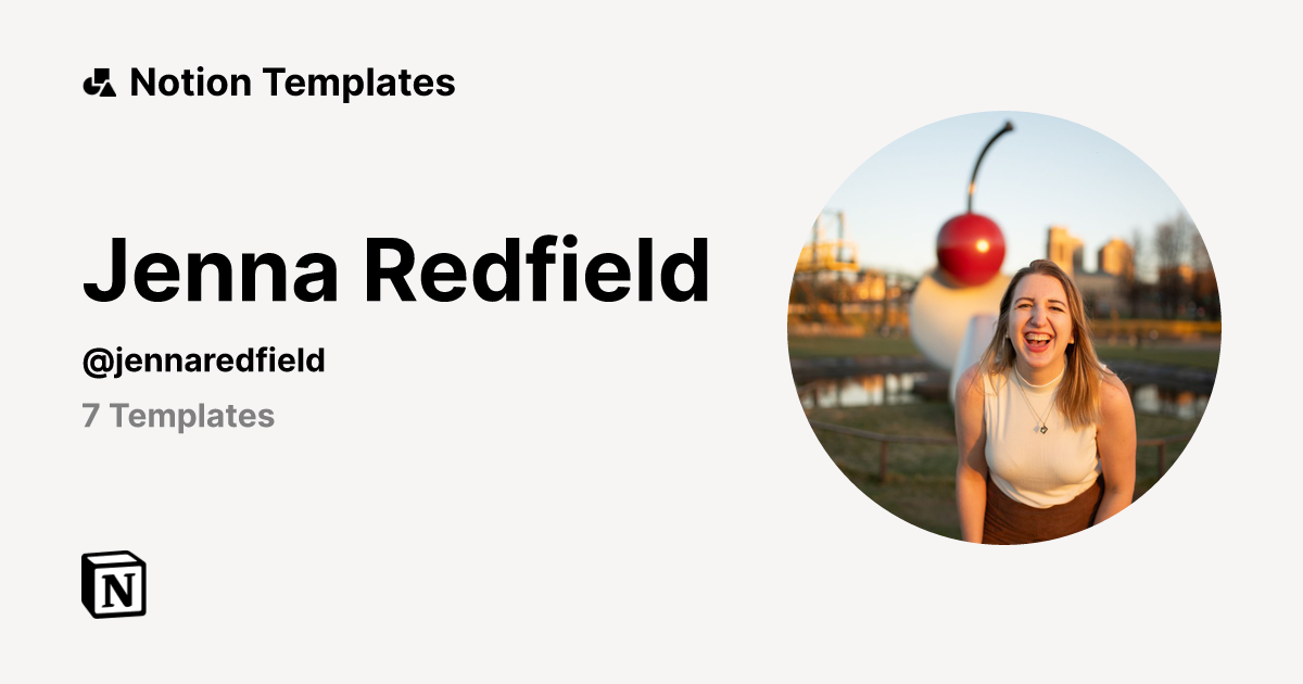 Jenna Redfield | Template Creator | Notion Marketplace