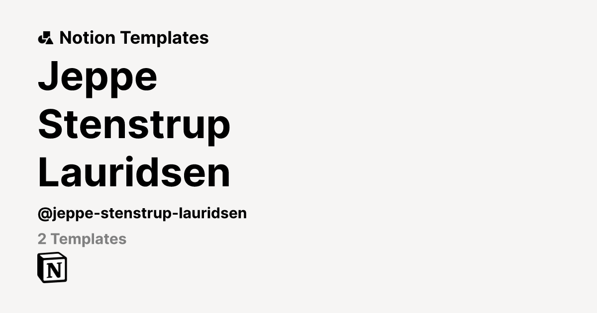 Jeppe Stenstrup Lauridsen | Template Creator | Notion Marketplace
