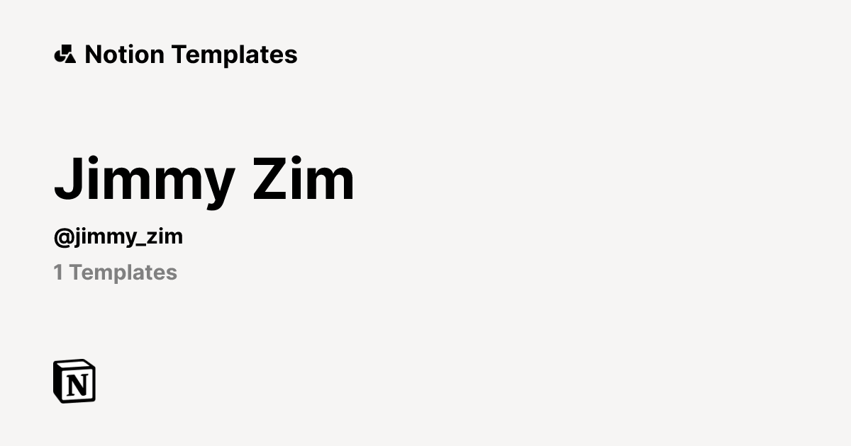 Jimmy Zim | Template Creator | Notion Marketplace