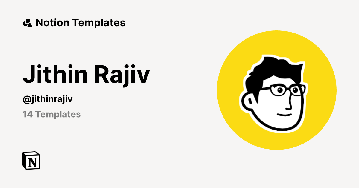Jithin Rajiv | Template Creator | Notion Marketplace