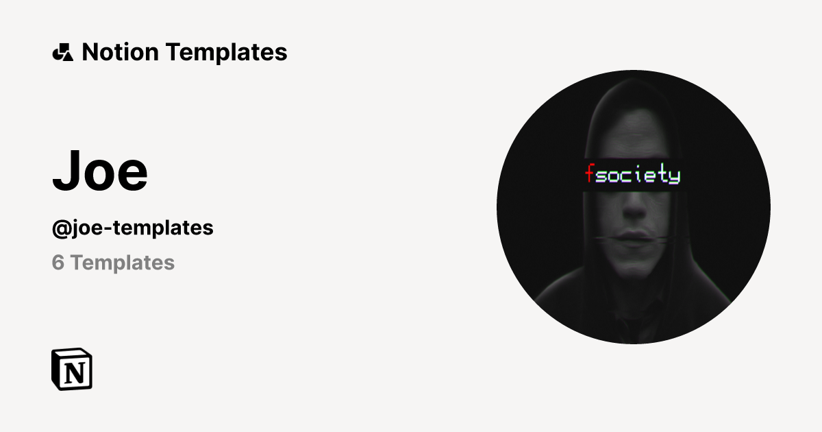Joe | Template Creator | Notion Marketplace