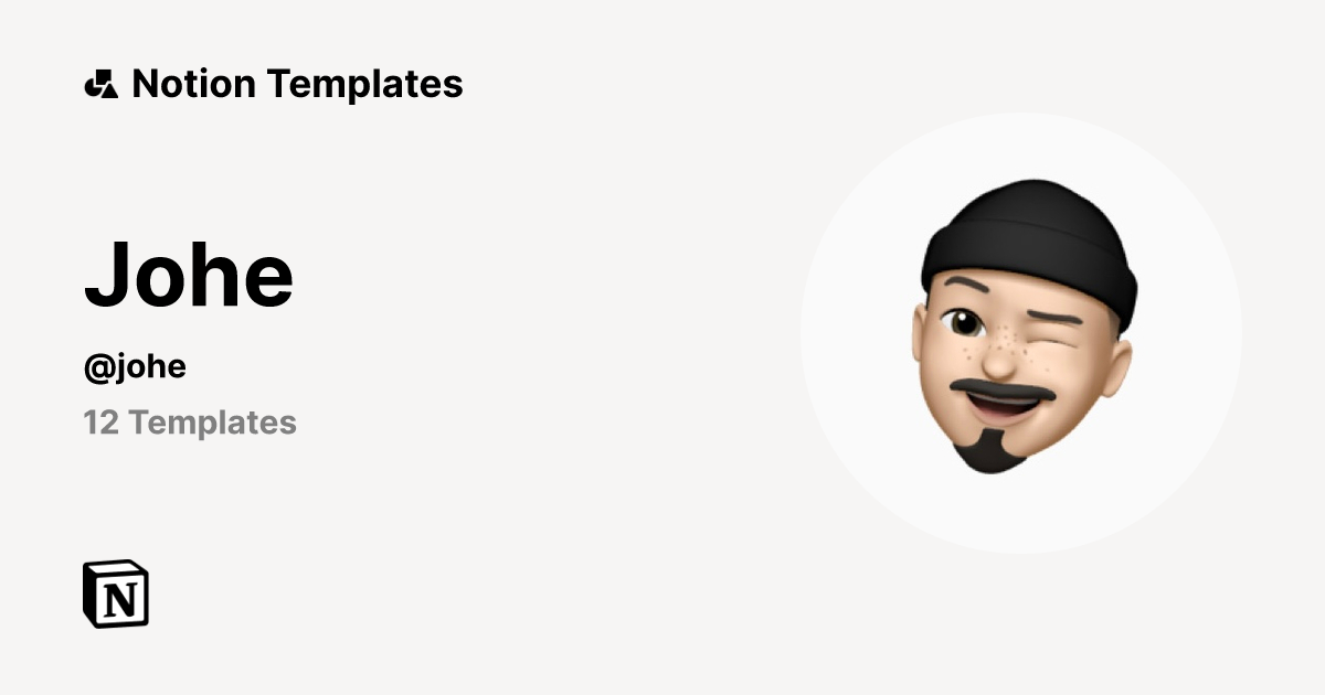 Johe | Template Creator | Notion Marketplace