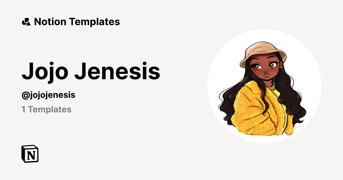 Jojo Jenesis | Template Creator | Notion Marketplace