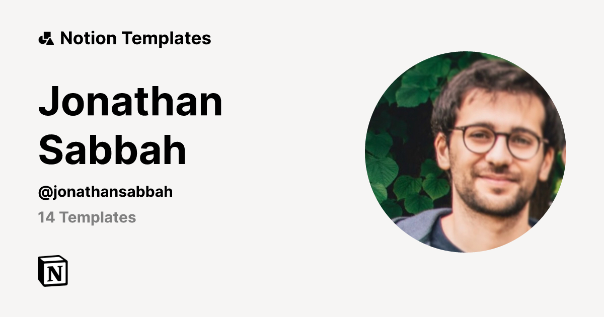 Jonathan Sabbah | Template Creator | Notion Marketplace