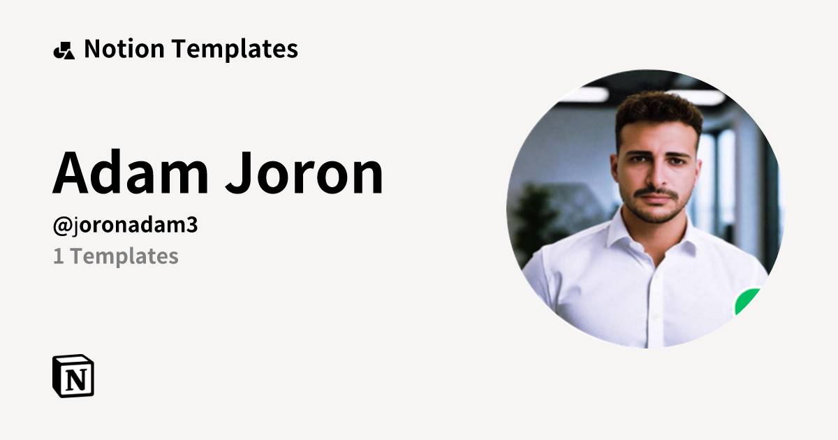 Adam Joron | Template Creator | Notion Marketplace