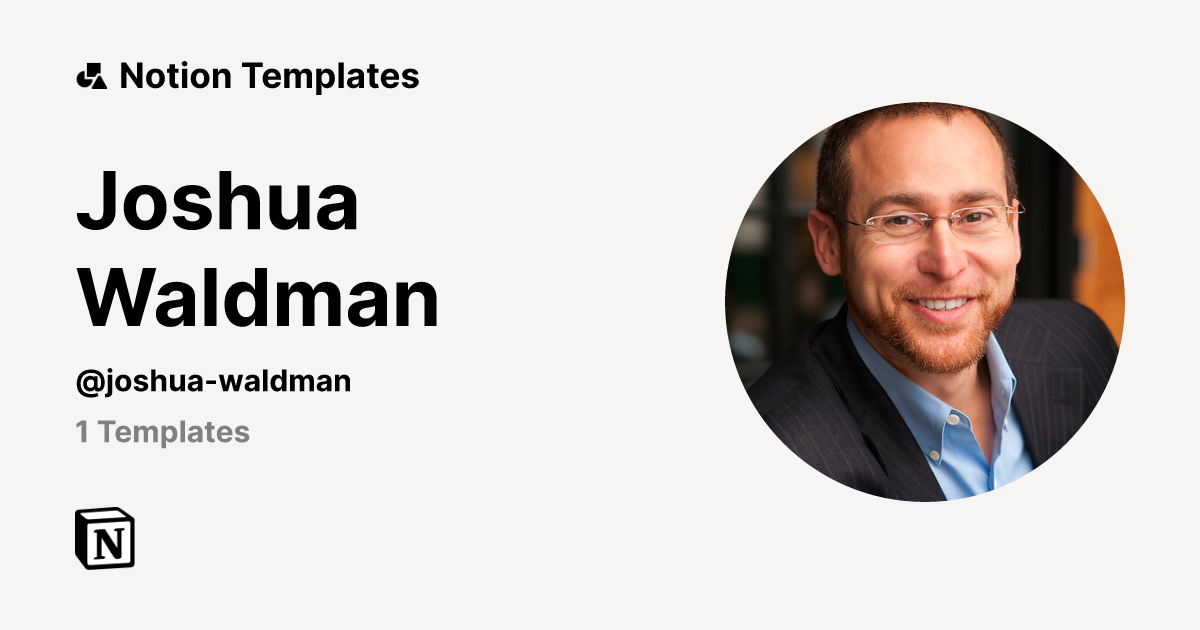 Joshua Waldman | Template Creator | Notion Marketplace
