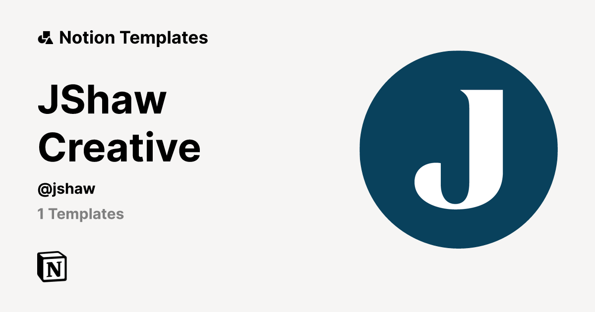 JShaw Creative | Template Creator | Notion Marketplace