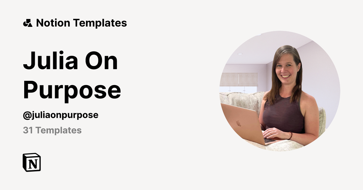 Julia On Purpose | Template Creator | Notion Marketplace