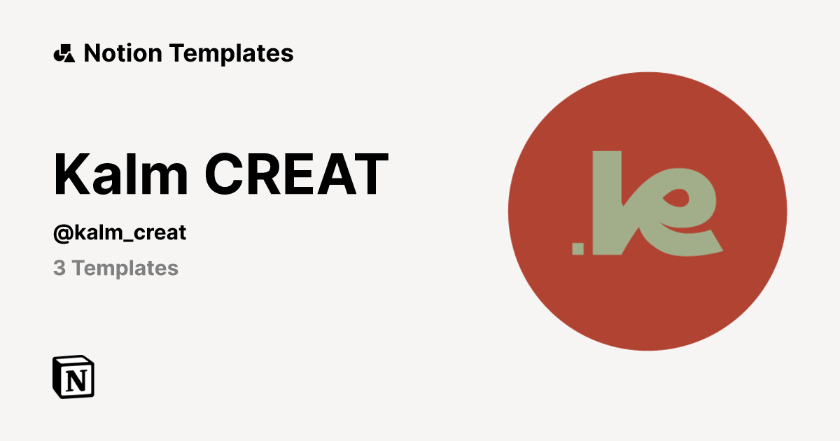 Kalm CREAT | Template Creator | Notion Marketplace