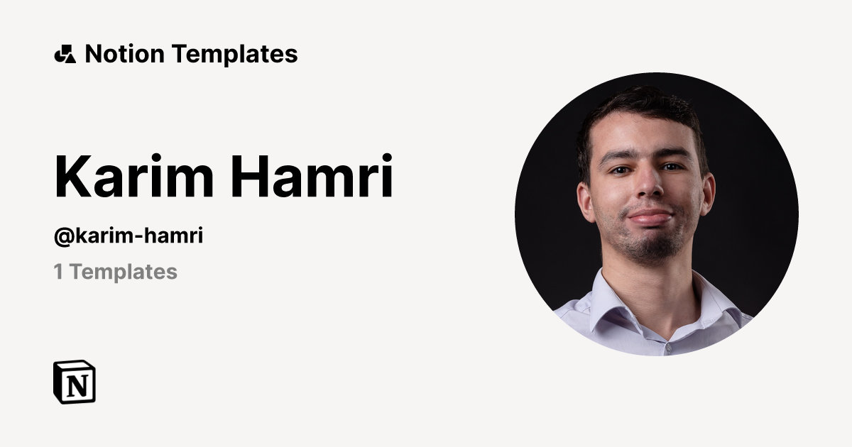 Karim Hamri | Template Creator | Notion Marketplace
