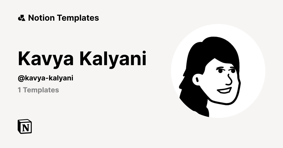 Kavya Kalyani | Template Creator | Notion Marketplace