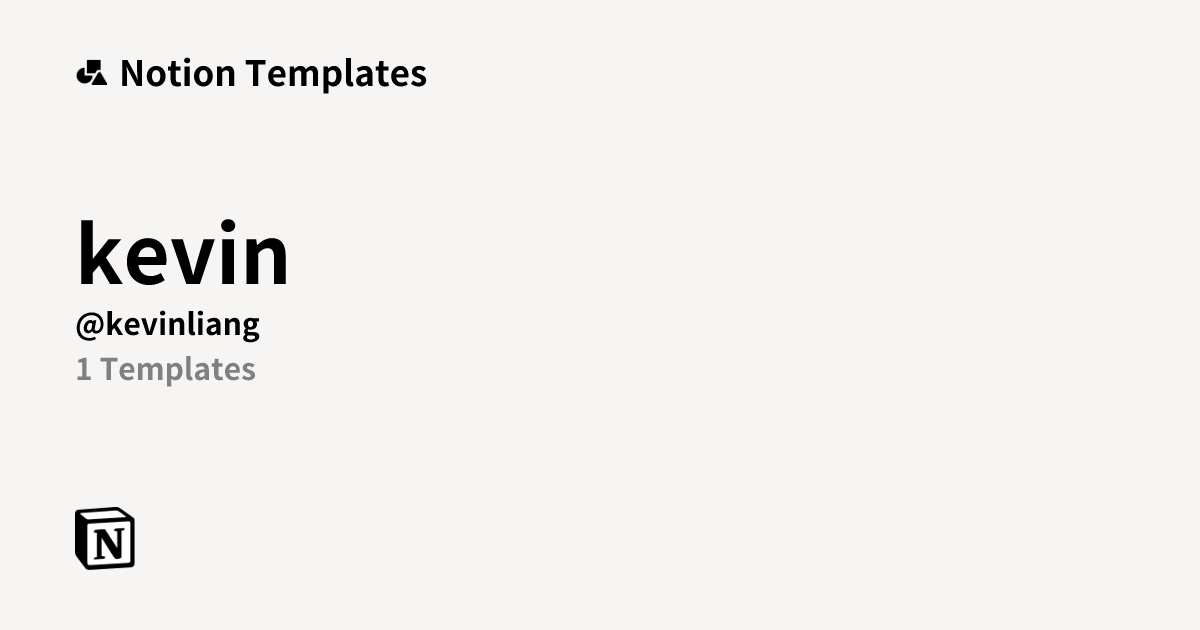 kevin | Template Creator | Notion Marketplace