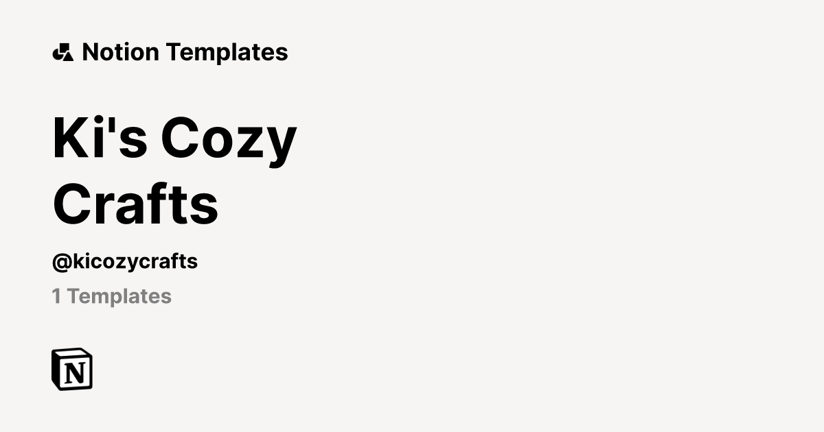 Ki's Cozy Crafts | Template Creator | Notion Marketplace