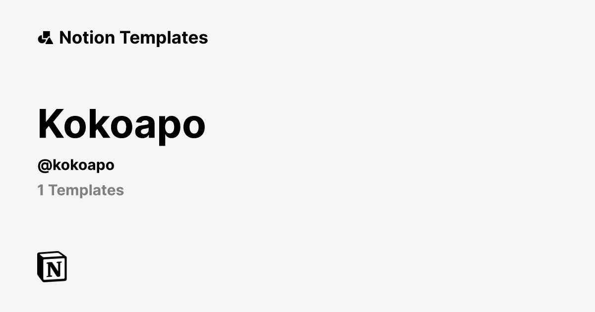 Kokoapo | Template Creator | Notion Marketplace