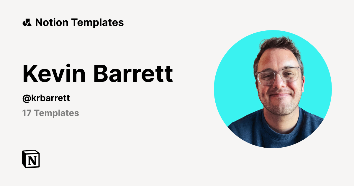 Kevin Barrett | Template Creator | Notion Marketplace