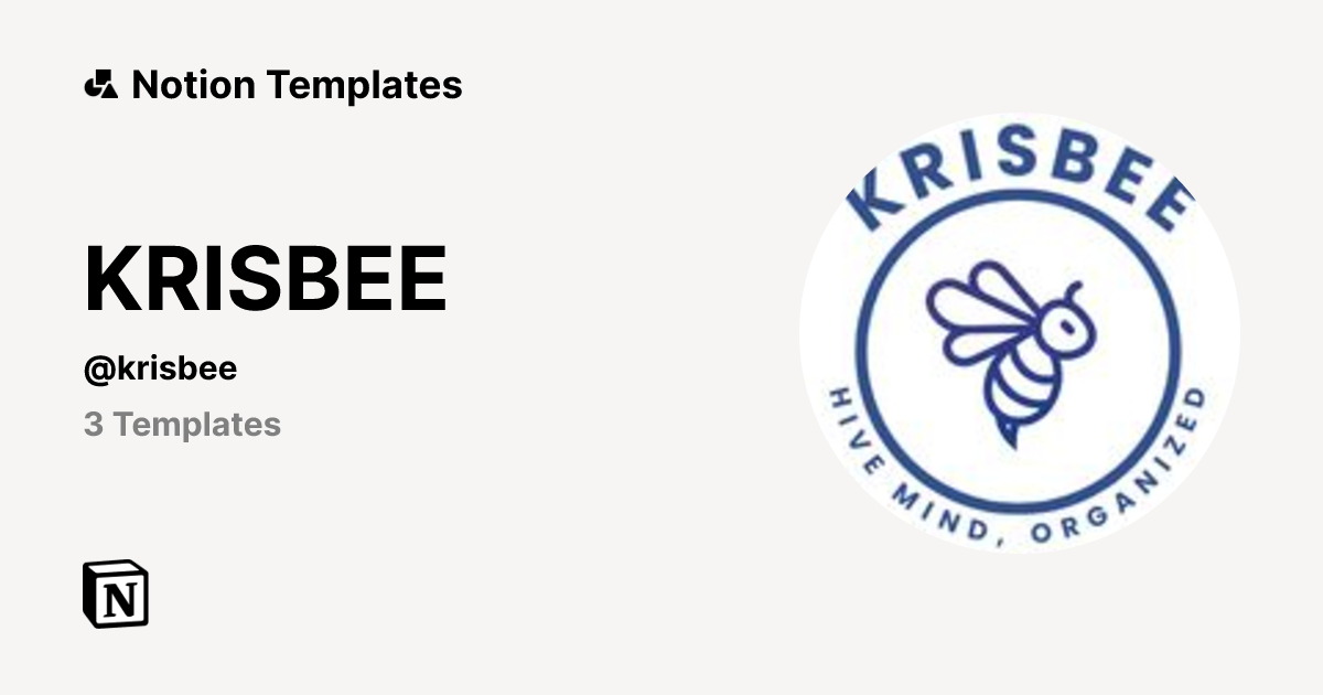 KRISBEE | Template Creator | Notion Marketplace