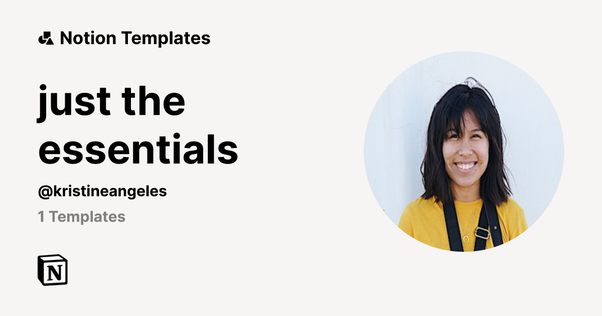 just the essentials | Template Creator | Notion Marketplace