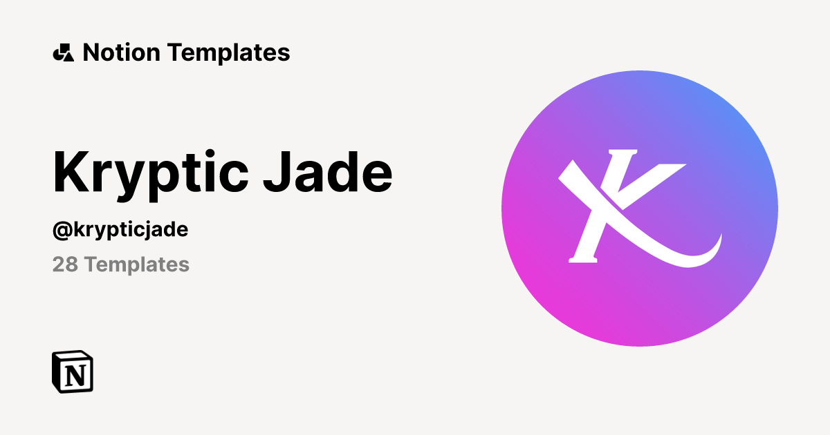 Kryptic Jade | Template Creator | Notion Marketplace