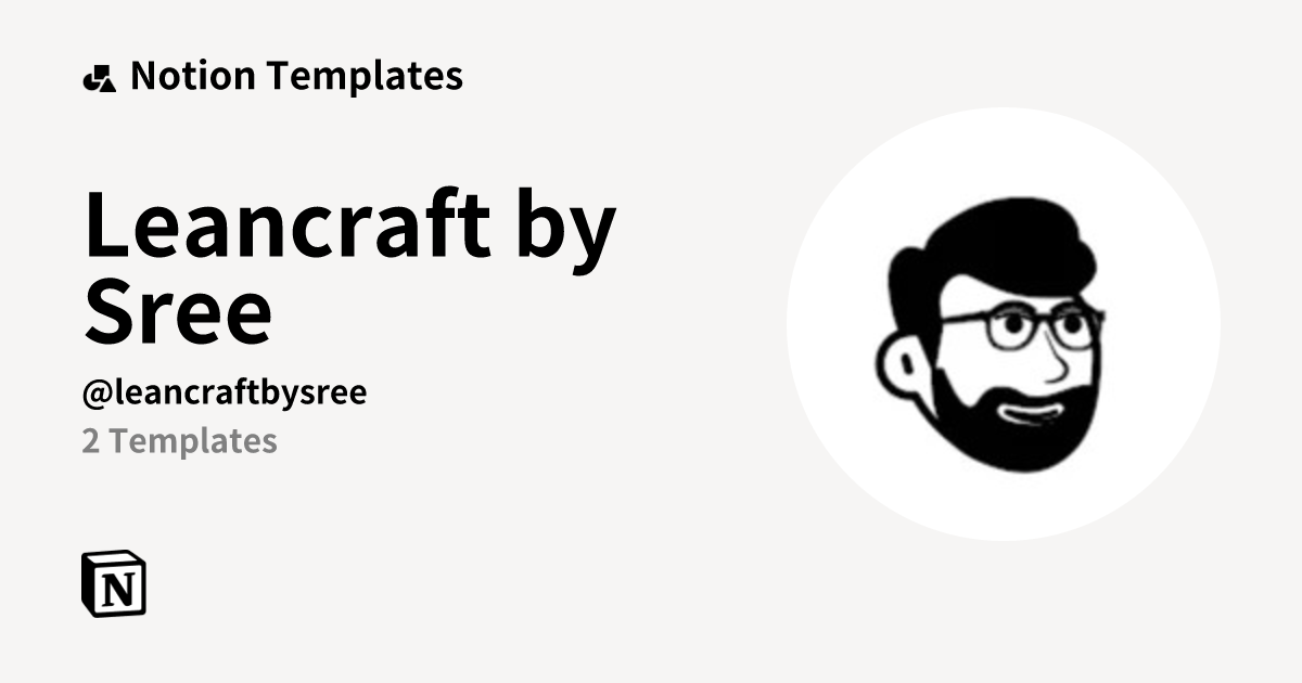 Leancraft by Sree | Template Creator | Notion Marketplace