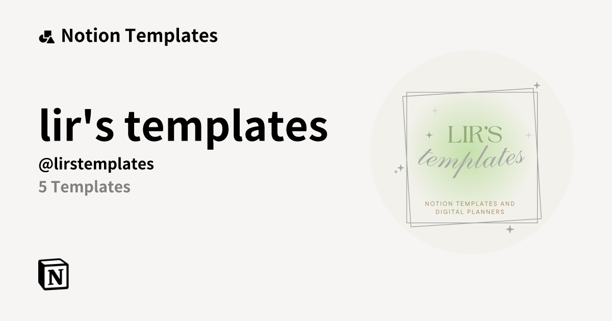 lir's templates | Template Creator | Notion Marketplace