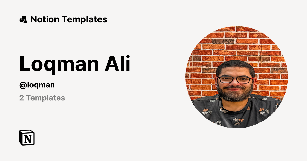Loqman Ali | Template Creator | Notion Marketplace