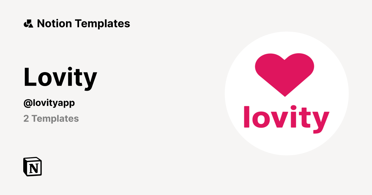 Lovity | Template Creator | Notion Marketplace